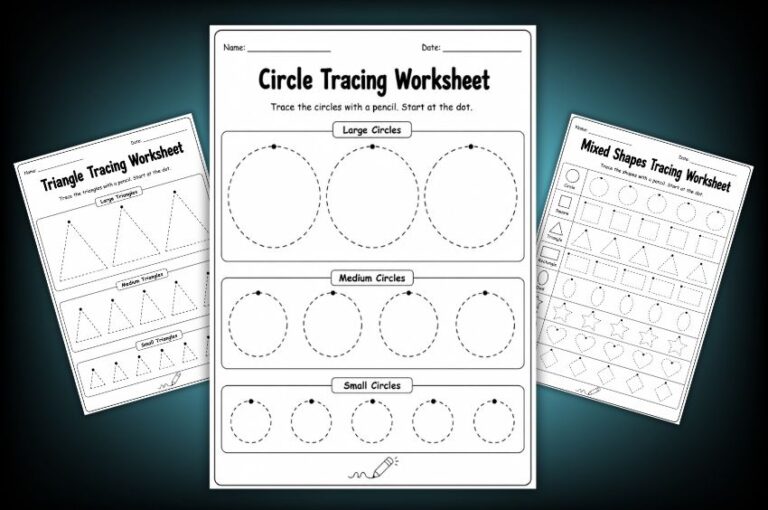 Free Shape Tracing Worksheets for Preschool and Kindergarten